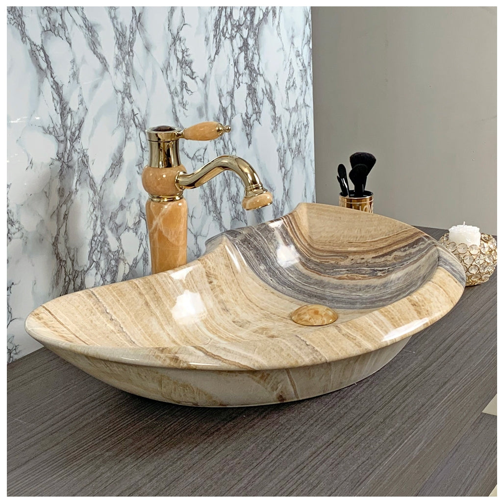 Toyo Wash Basin showroom Near me | 145 Brown & Yellow Onyx Glossy Wash ...