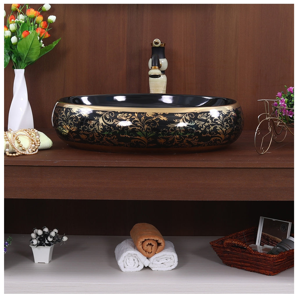 Toyo Wash Basin showroom Near me | Toyo 103 Black & Golden Wash Basin ...